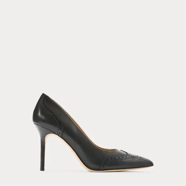 Ralph Lauren Lynden Burnished Leather Pumps - Black