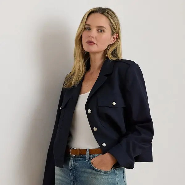 Ralph Lauren Cropped Wool-blend Twill Jacket - Lauren Navy