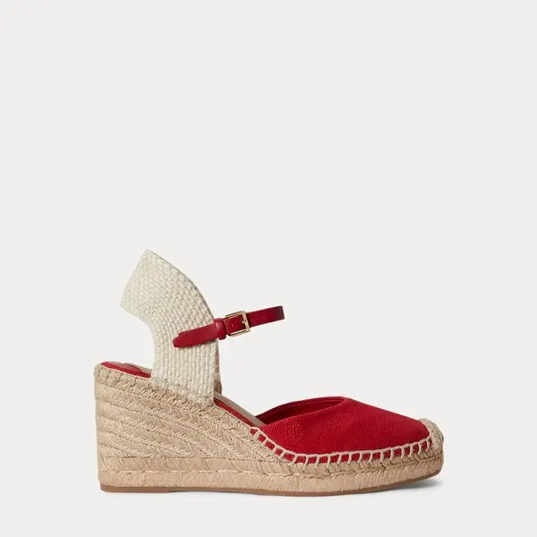 Ralph Lauren Robby Canvas & Jute Espadrille - Festive Red/natural