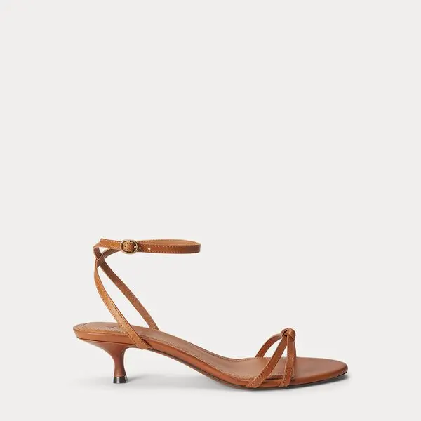 Ralph Lauren Leather Kitten-heel Sandal - Cuoio