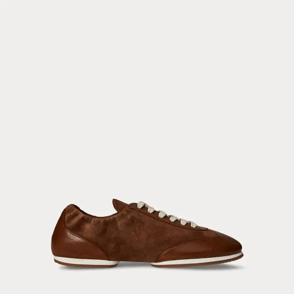Ralph Lauren Leather-suede Pony Ballerina Sneaker - Coffee