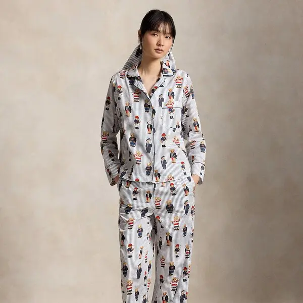 Ralph Lauren Polo Bear Cotton Sateen Pajama Set - Evergreen