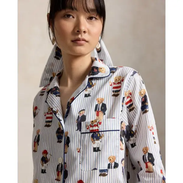 Ralph Lauren Polo Bear Cotton Sateen Pajama Set - Evergreen