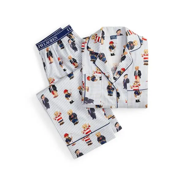 Ralph Lauren Polo Bear Cotton Sateen Pajama Set - Evergreen