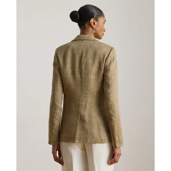 Ralph Lauren Linen Herringbone Blazer - Tan/cream Multi