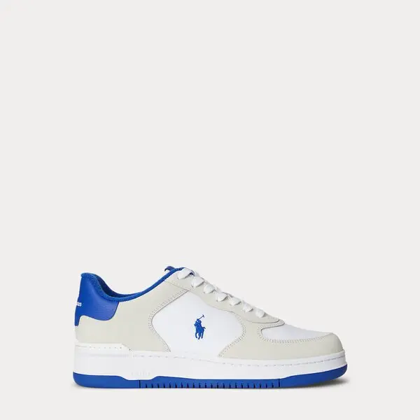Ralph Lauren Masters Court Nubuck-paneled Sneaker - White/royal