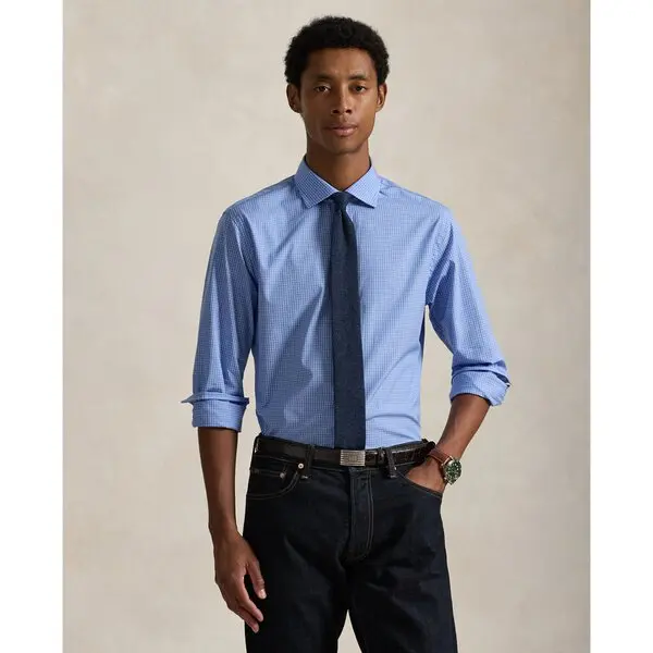 Ralph Lauren Custom Fit Plaid Poplin Shirt - Blue/white