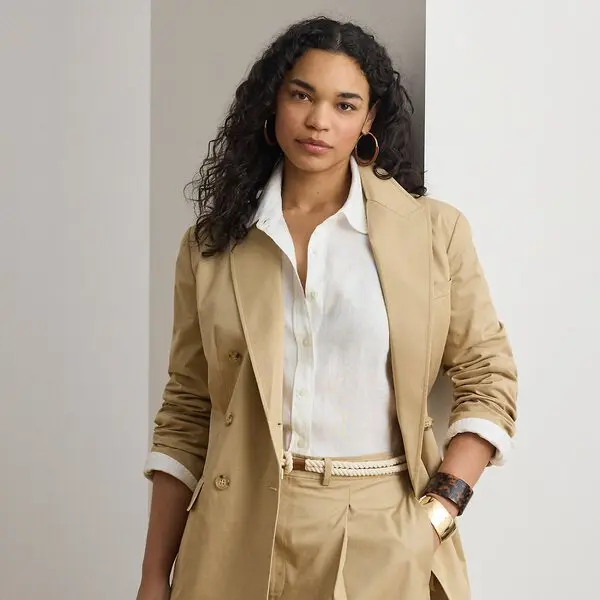 Ralph Lauren Double-breasted Cotton Twill Blazer - Birch Tan