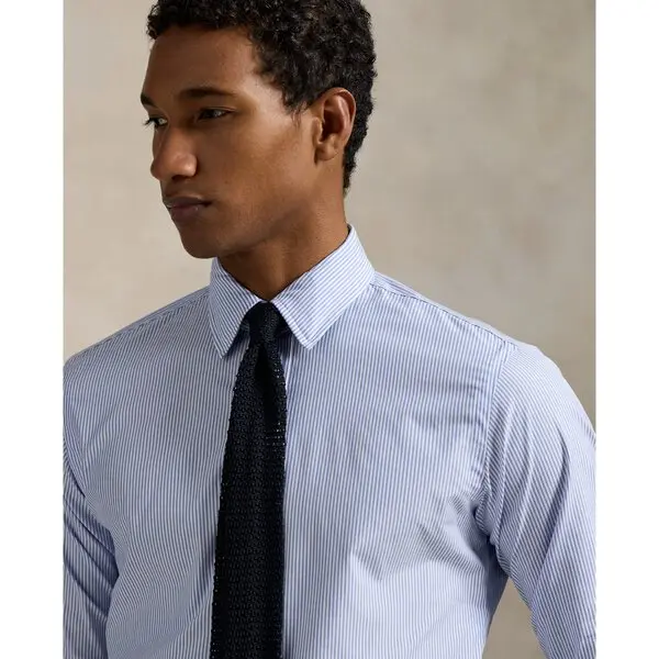 Ralph Lauren Custom Fit Striped Poplin Shirt - Blue/white