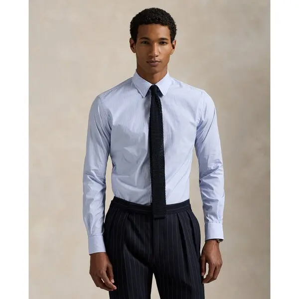 Ralph Lauren Custom Fit Striped Poplin Shirt - Blue/white