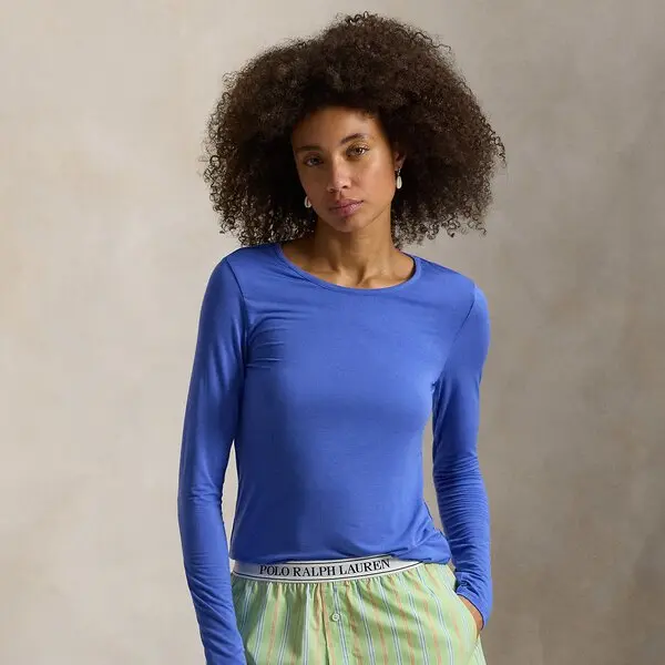 Ralph Lauren Stretch-blend Long-sleeve Tee - Amparo Blue