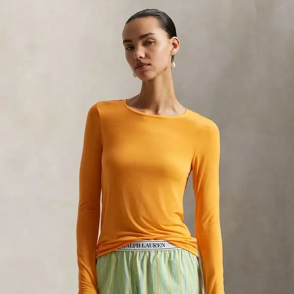 Ralph Lauren Stretch-blend Long-sleeve Tee - Carrot Curl