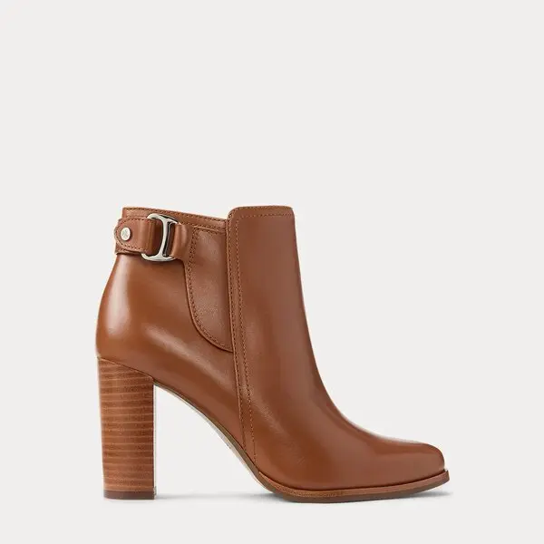 Ralph Lauren Tasha Calfskin Bootie Heel - Lauren Tan