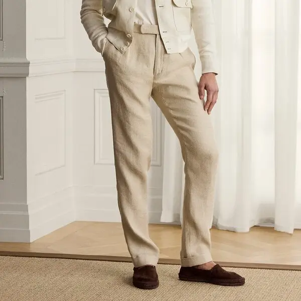 Ralph Lauren Textured Linen-blend Trousers - Summer Sand