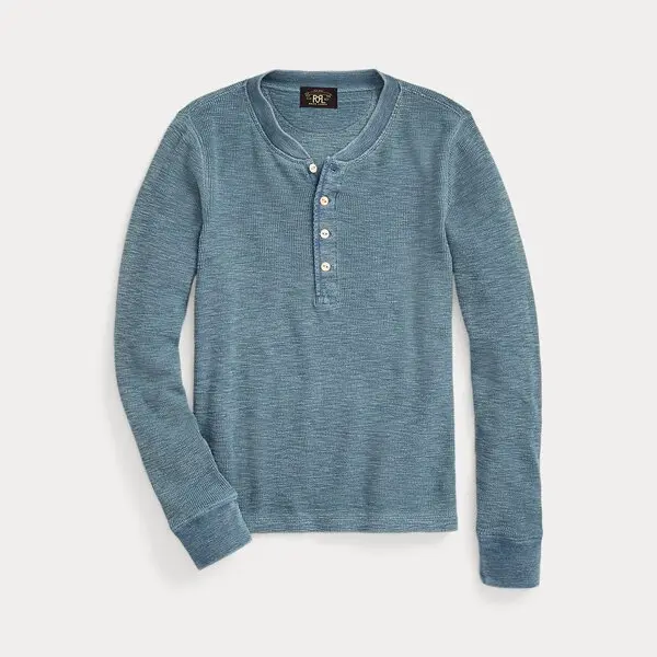 Ralph Lauren Stretch-cotton Waffle Henley - Medium Indigo