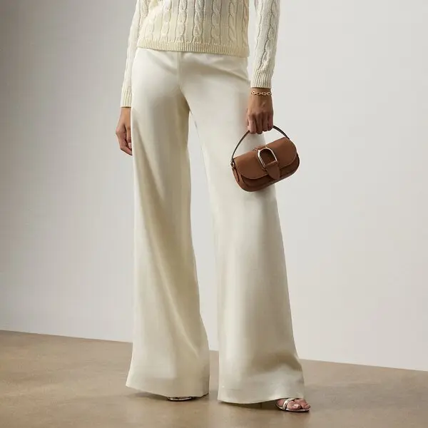 Ralph Lauren Daria Washed Satin Wide-leg Pant - Lux Cream