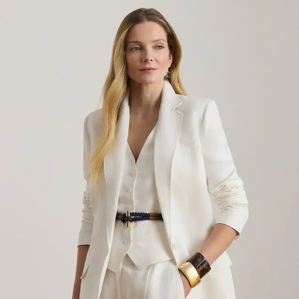 Ralph Lauren Linen-blend Twill Blazer - White