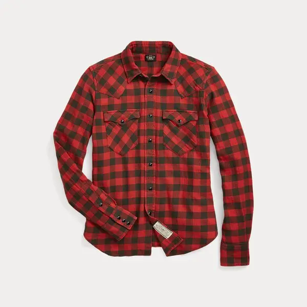 Ralph Lauren Plaid Cotton-linen Western Shirt - Rl-100 Red/black