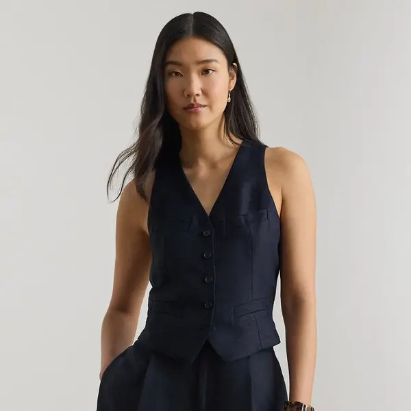 Ralph Lauren Linen-blend Twill Vest - Lauren Navy