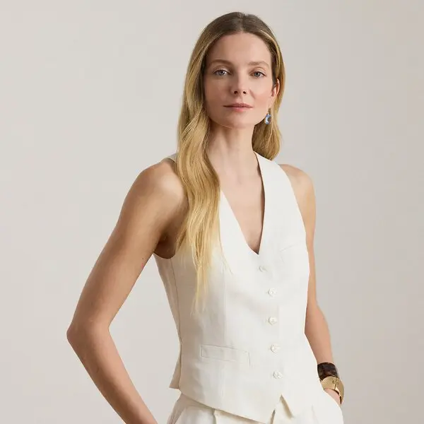Ralph Lauren Linen-blend Twill Vest - White