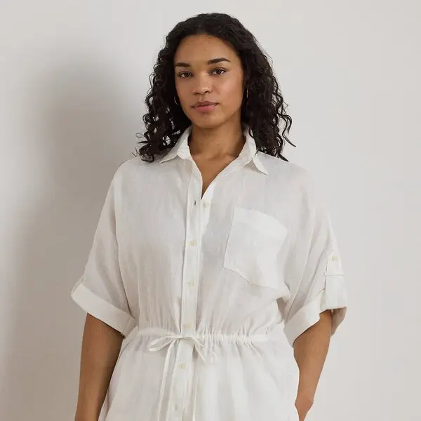 Ralph Lauren Linen Roll-tab Sleeve Tunic - White