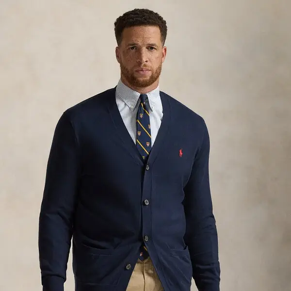 Ralph Lauren Cotton V-neck Cardigan - Hunter Navy