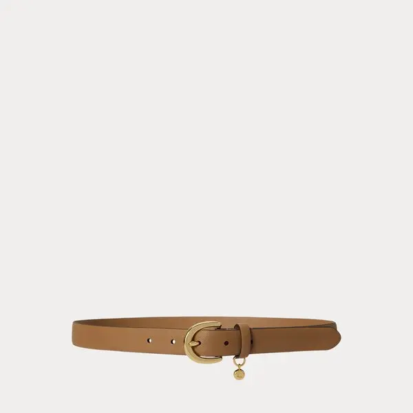 Ralph Lauren Charm Crosshatch Leather Belt - Camel