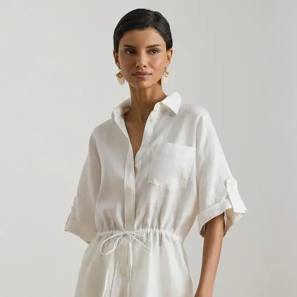Ralph Lauren Linen Roll-tab Sleeve Tunic - White