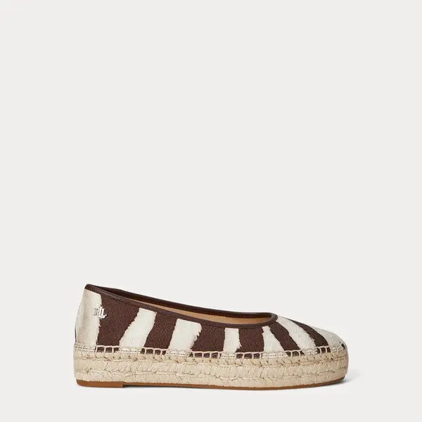 Ralph Lauren Luize Print Canvas Ballet Espadrille - Zebra/dark Hickory