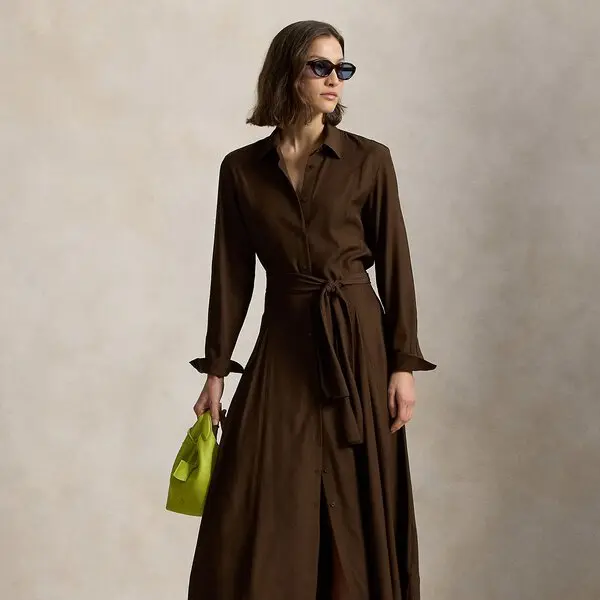 Ralph Lauren Self-tie Twill Shirtdress - Dark Brown
