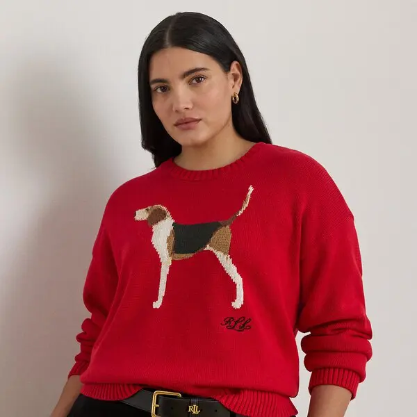 Ralph Lauren Intarsia-knit Foxhound Cotton Sweater - Ralph Red Multi