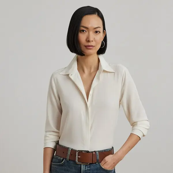 Ralph Lauren Classic Fit Crepe Shirt - Mascarpone Cream