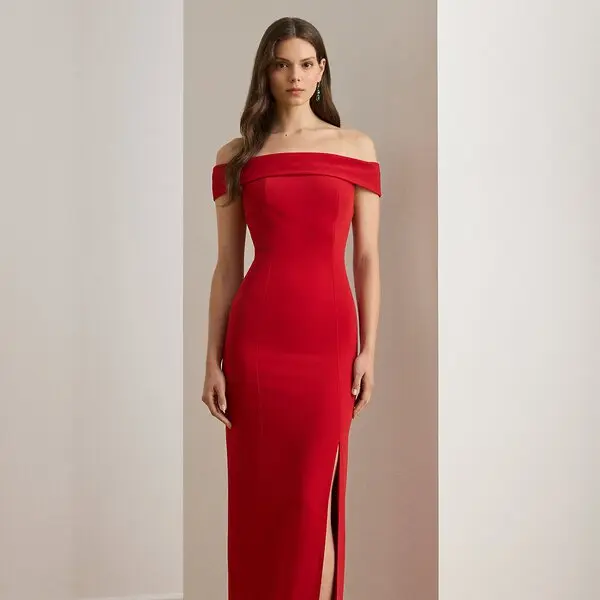 Ralph Lauren Crepe Off-the-shoulder Gown - Ralph Red