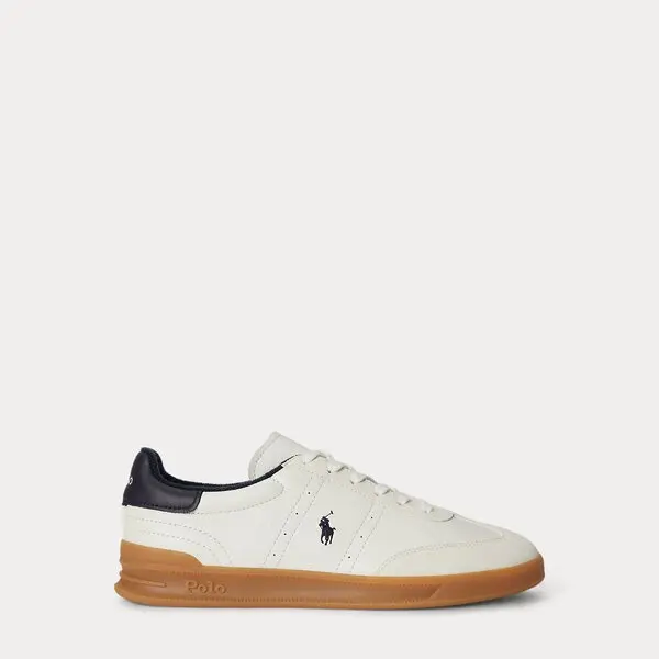 Ralph Lauren Heritage Aera Leather-suede Sneaker - Deckwash White/navy