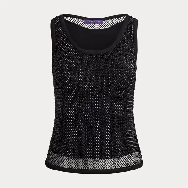Ralph Lauren Embellished Mesh Tank Top - Black