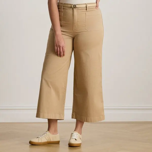 Ralph Lauren Stretch Chino Wide-leg Cropped Pant - Birch Tan
