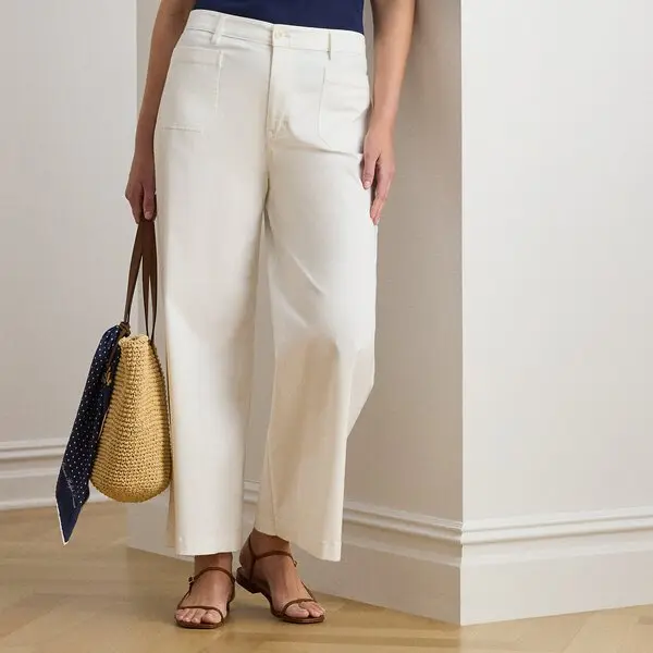 Ralph Lauren Stretch Chino Wide-leg Cropped Pant - White