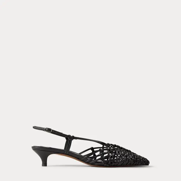 Ralph Lauren Antonella 35 Mm Woven Lambskin Pump - Black