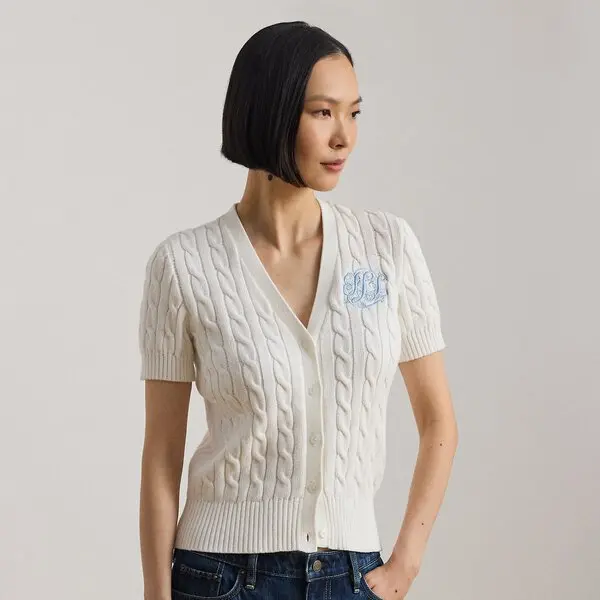 Ralph Lauren Cable-knit Cotton Short-sleeve Cardigan - White