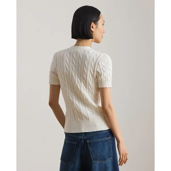 Ralph Lauren Cable-knit Cotton Short-sleeve Cardigan - White