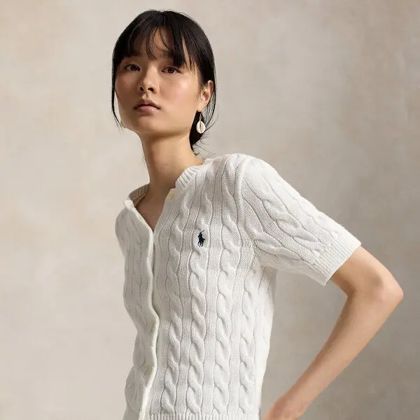 Ralph Lauren Cable-knit Cotton Cardigan - White