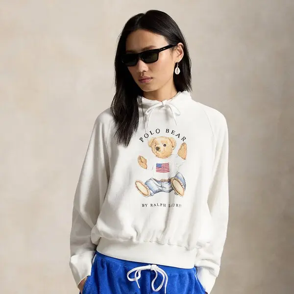Ralph Lauren Shrunken Fit Poo Bear Terry Hoodie - White