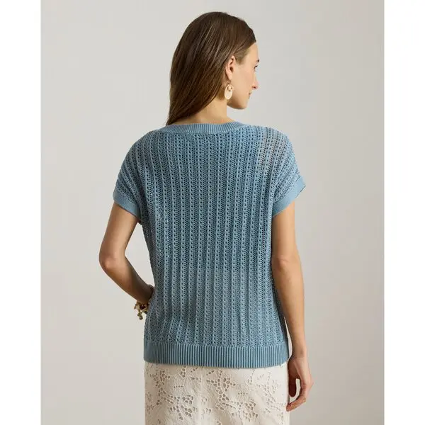 Ralph Lauren Cotton-blend Mesh Short-sleeve Sweater - Blue Note
