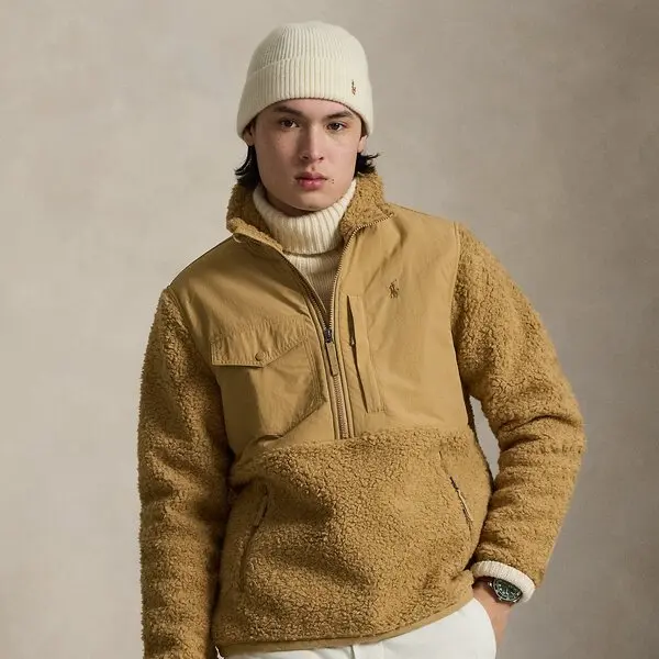 Ralph Lauren Hybrid Haf-zip Puover - Classic Camel