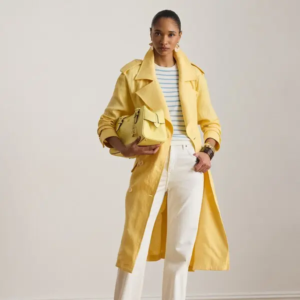 Ralph Lauren Double-breasted Linen Trench Coat - Lemon Sorbet