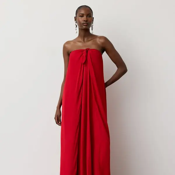 Ralph Lauren Brittani Satin Evening Dress - Bright Red