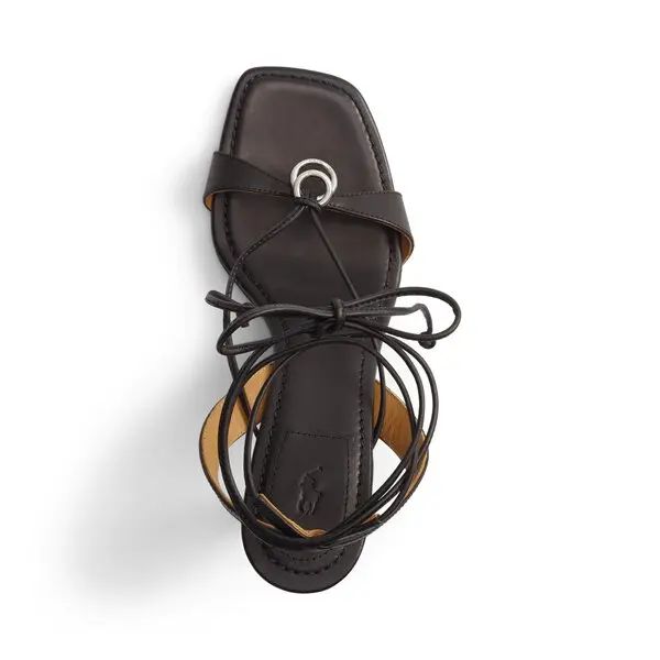Ralph Lauren O-ring Leather Wrap Sandal - Black