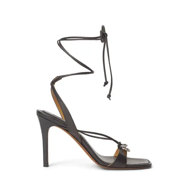 Ralph Lauren O-ring Leather Wrap Sandal - Black