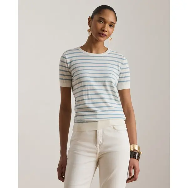 Ralph Lauren Striped Cotton Short-sleeve Sweater