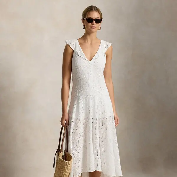 Ralph Lauren Eyelet Gauze Dress - White